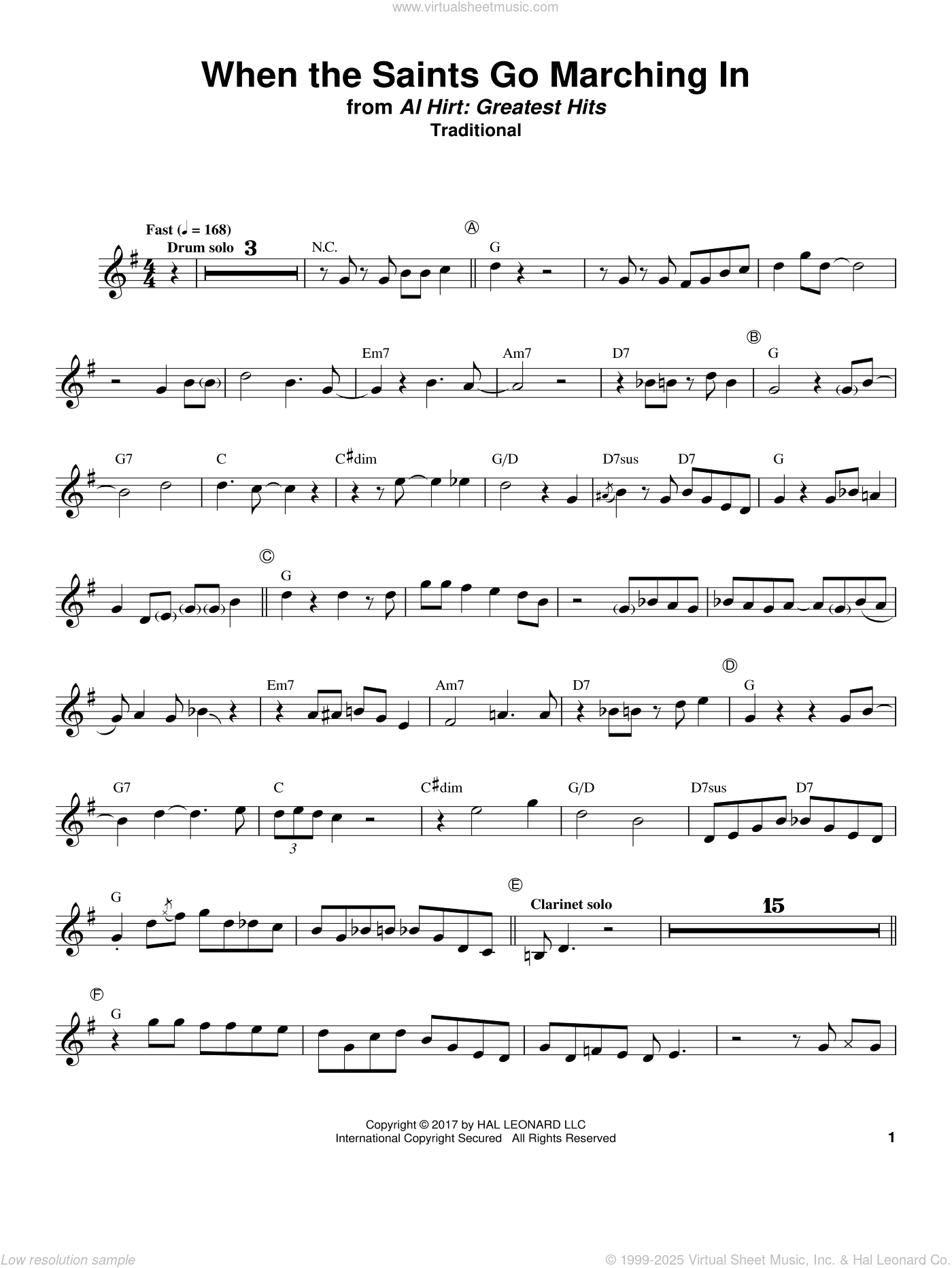 When The Saints Go Marching In sheet music for trumpet solo (transcription)