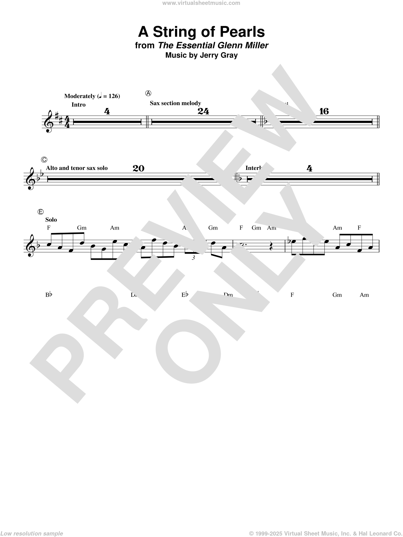 A String Of Pearls sheet music for trumpet solo (transcription)