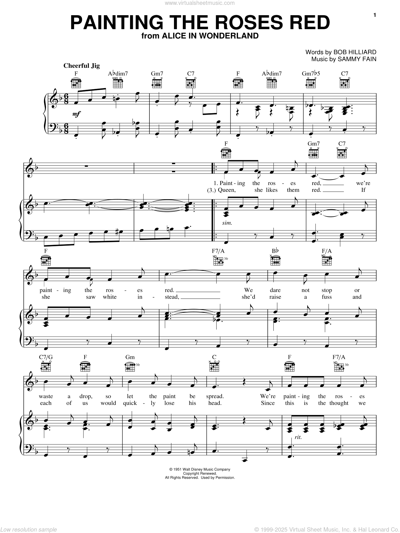 Painting The Roses Red sheet music for voice, piano or guitar