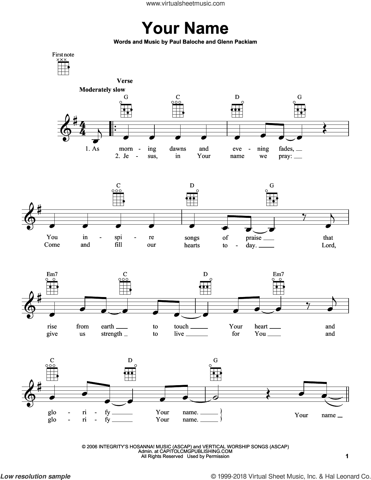 Your Name sheet music for ukulele (PDF-interactive)