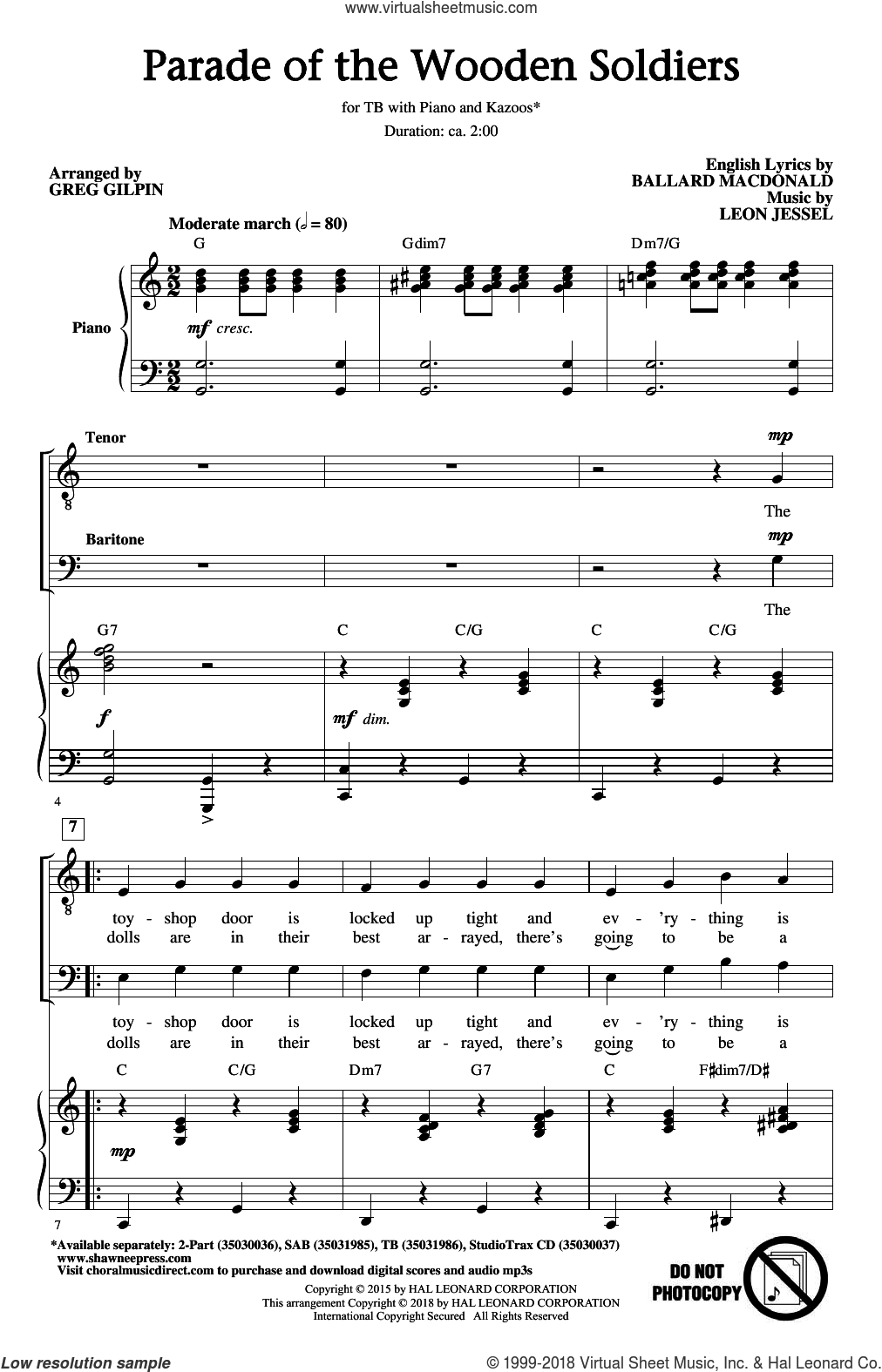 Parade Of The Wooden Soldiers (arr. Greg Gilpin) sheet music for choir ...