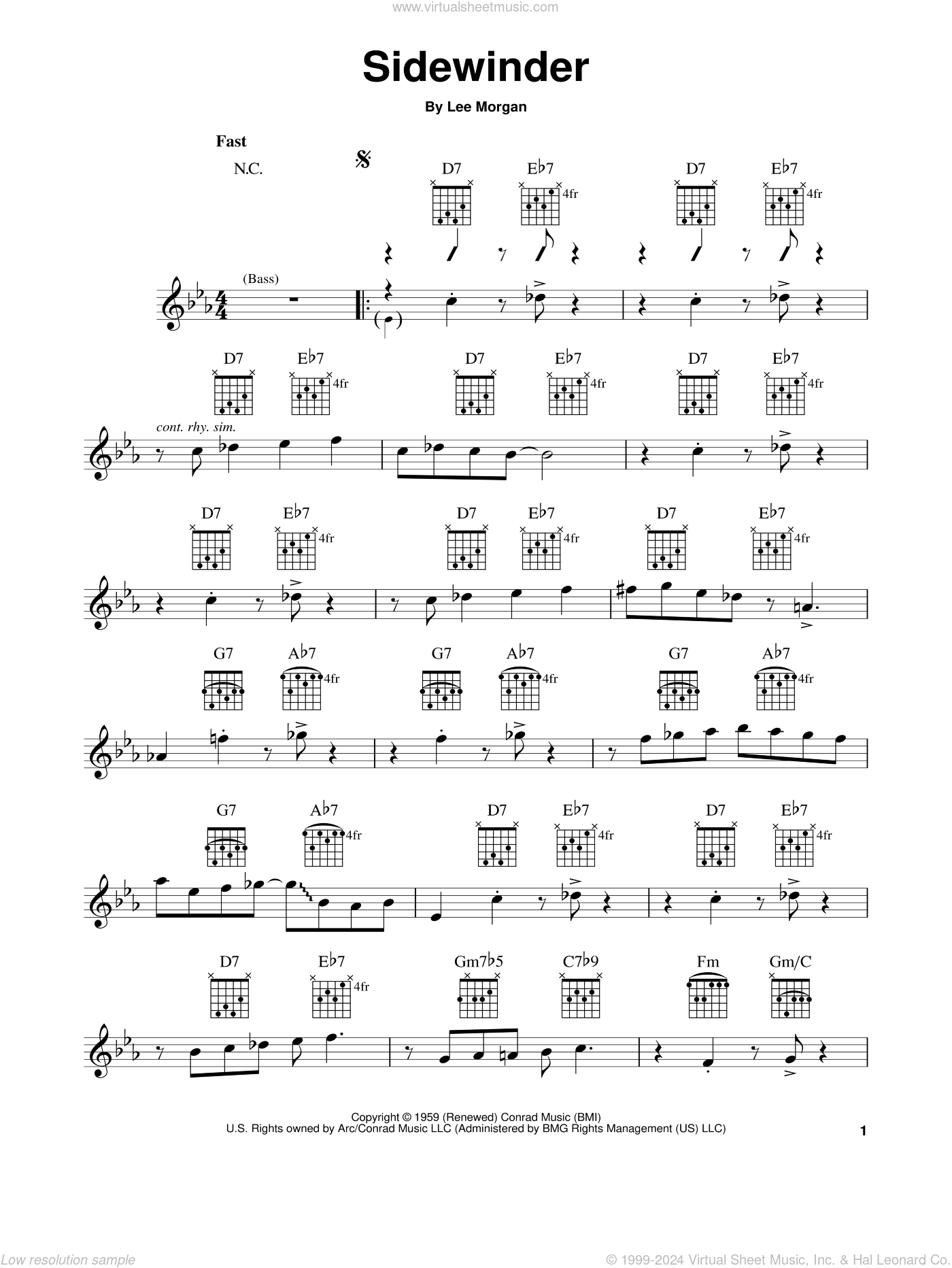 Sidewinder sheet music for guitar solo (chords) (PDF-interactive)