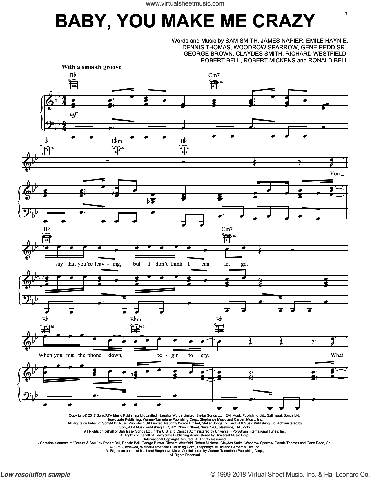 Baby, You Make Me Crazy sheet music for voice, piano or guitar