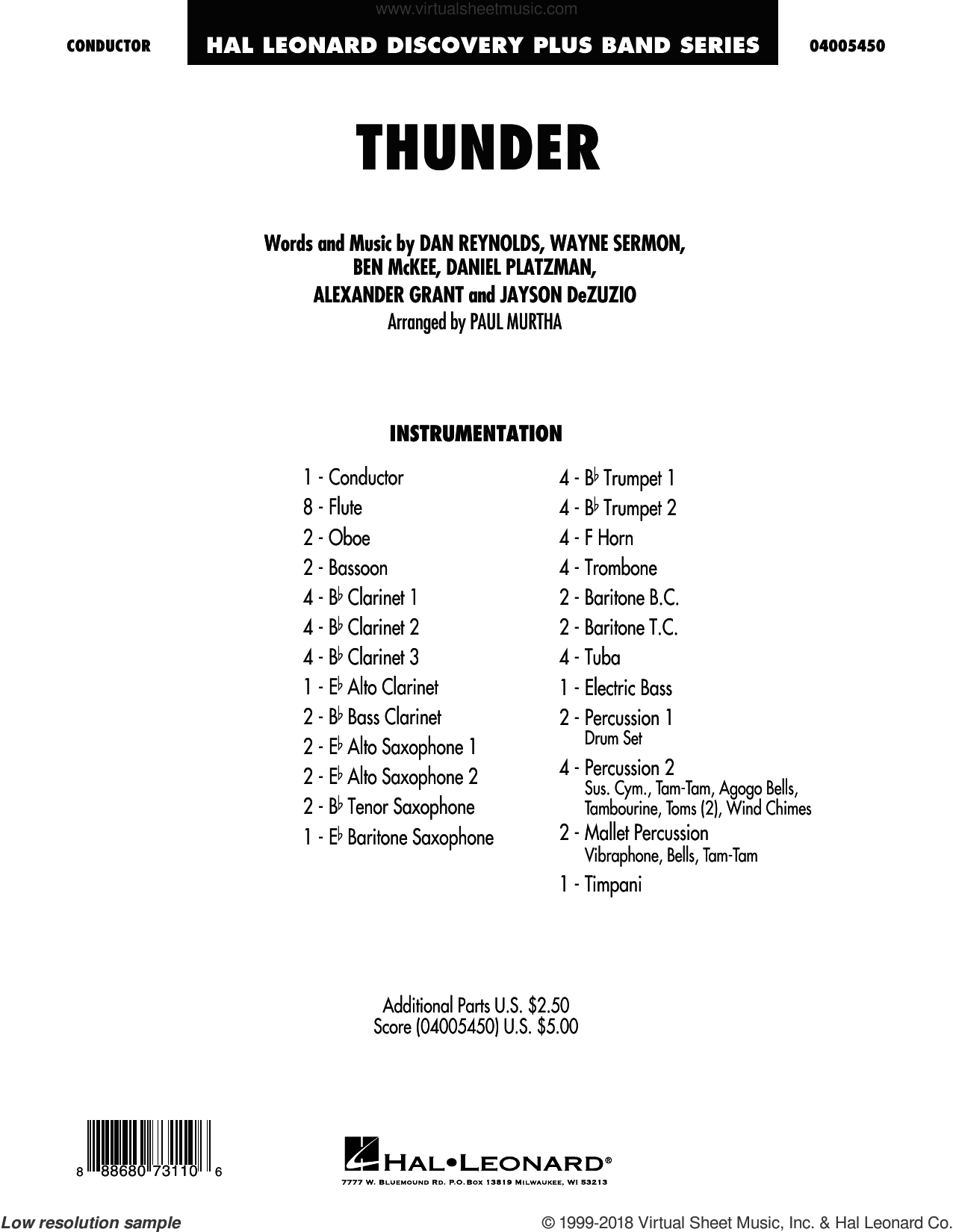 Thunder sheet music (complete collection) for concert band (PDF)