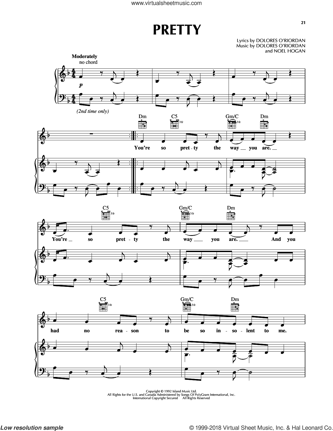Pretty sheet music for voice, piano or guitar (PDF)