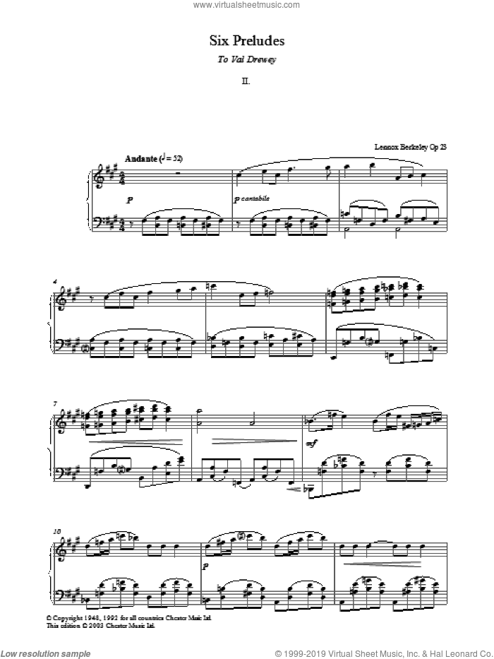 Prelude No. 2 (from Six Preludes) sheet music for piano solo