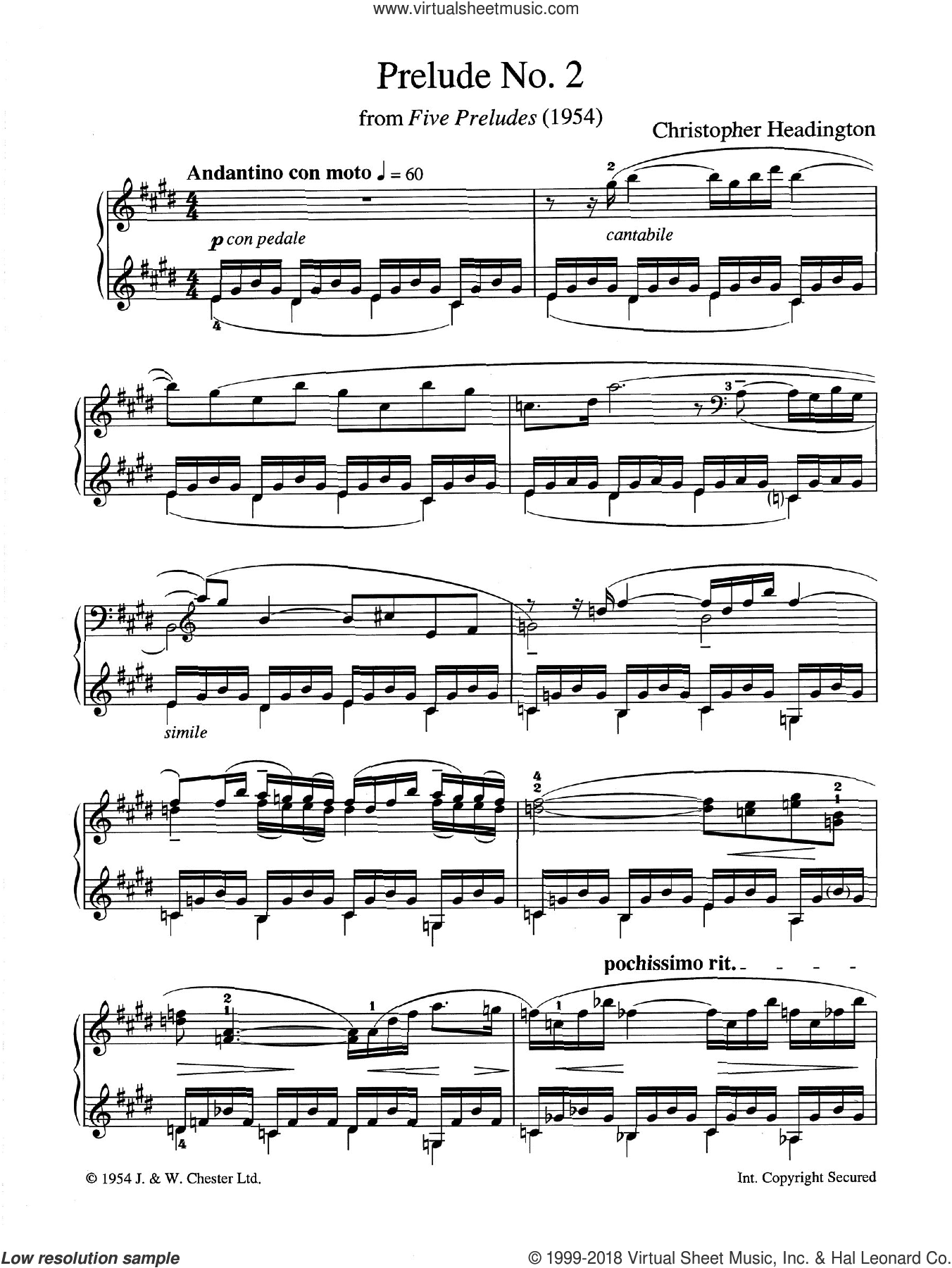 Prelude No. 2 (from "Five Preludes") sheet music for piano solo