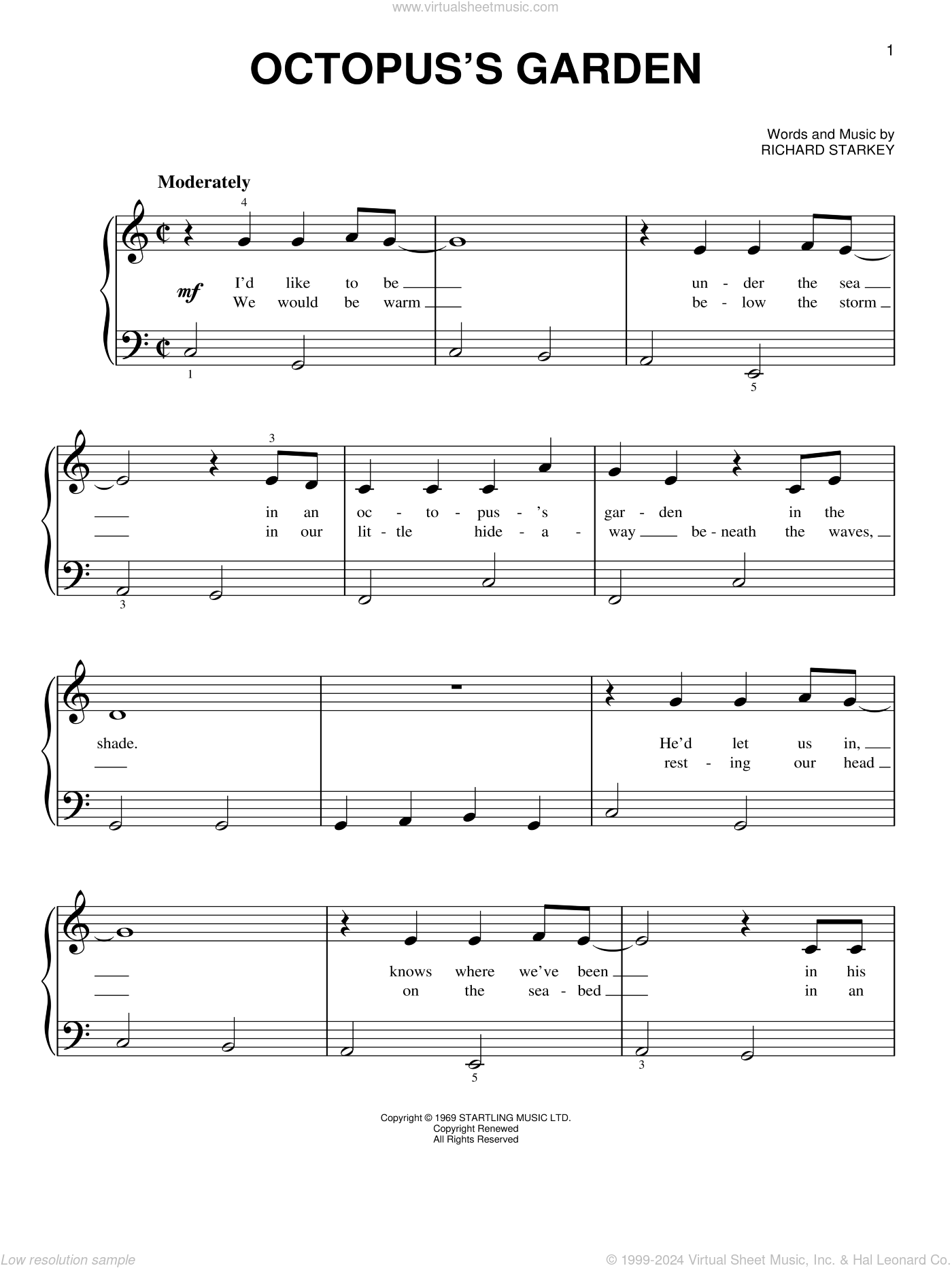 Octopus's Garden sheet music for piano solo (PDF) v2