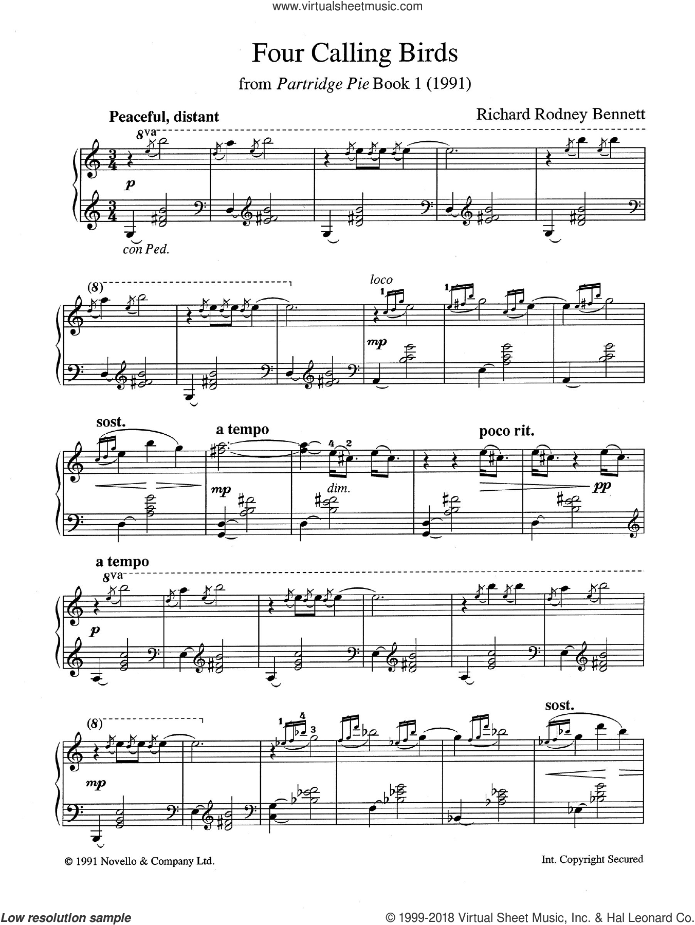Four Calling Birds (from Partridge Pie Book 1) sheet music for piano solo