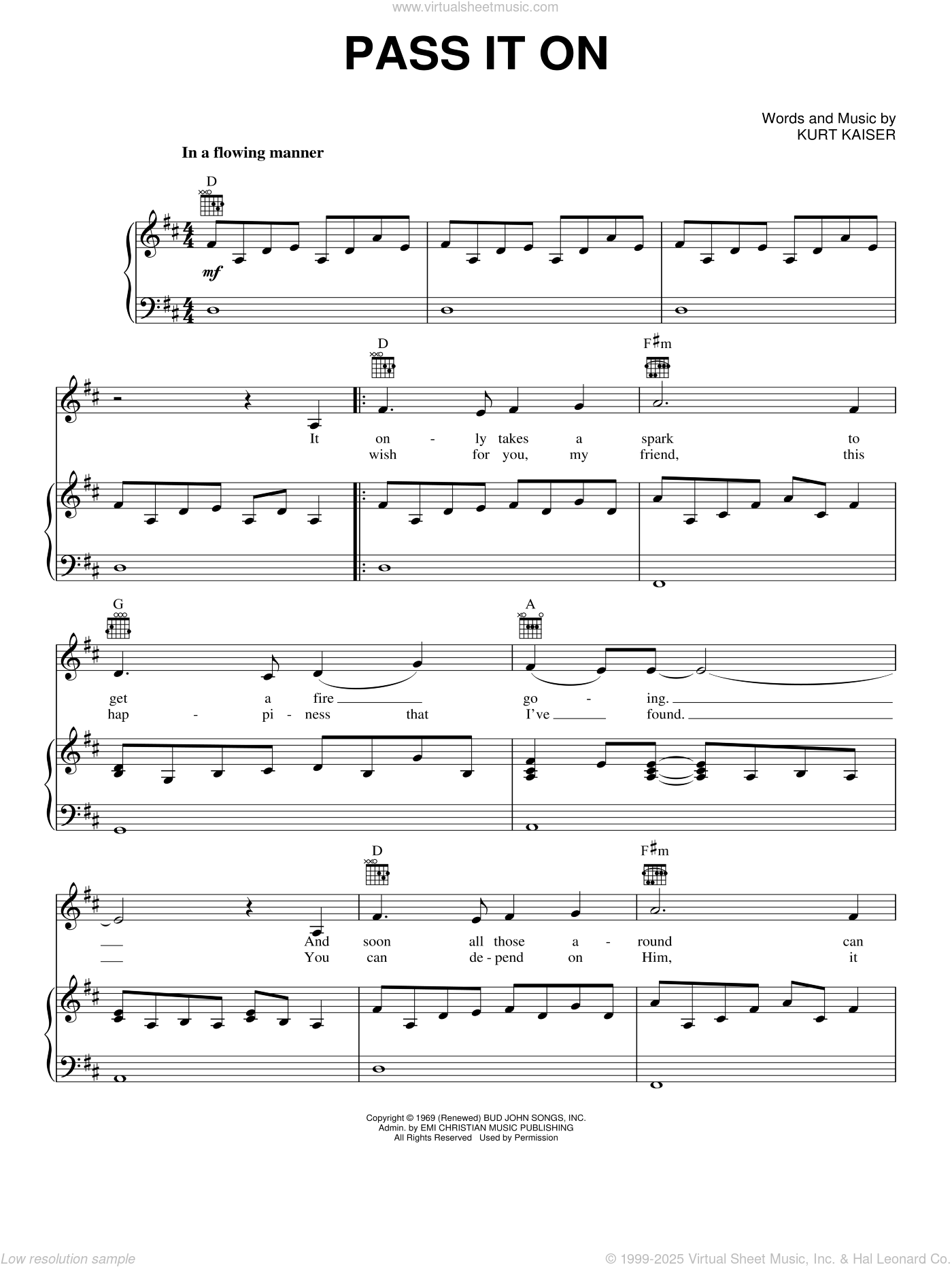 Pass It On sheet music for voice, piano or guitar (PDF)