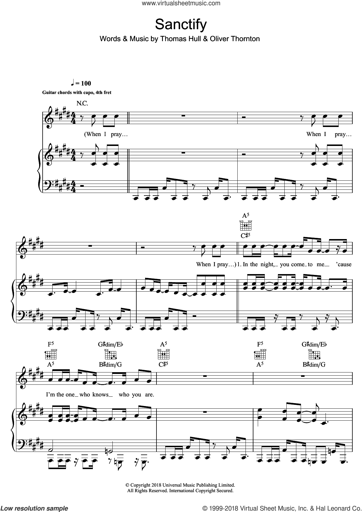 Sanctify sheet music for voice, piano or guitar (PDF-interactive)
