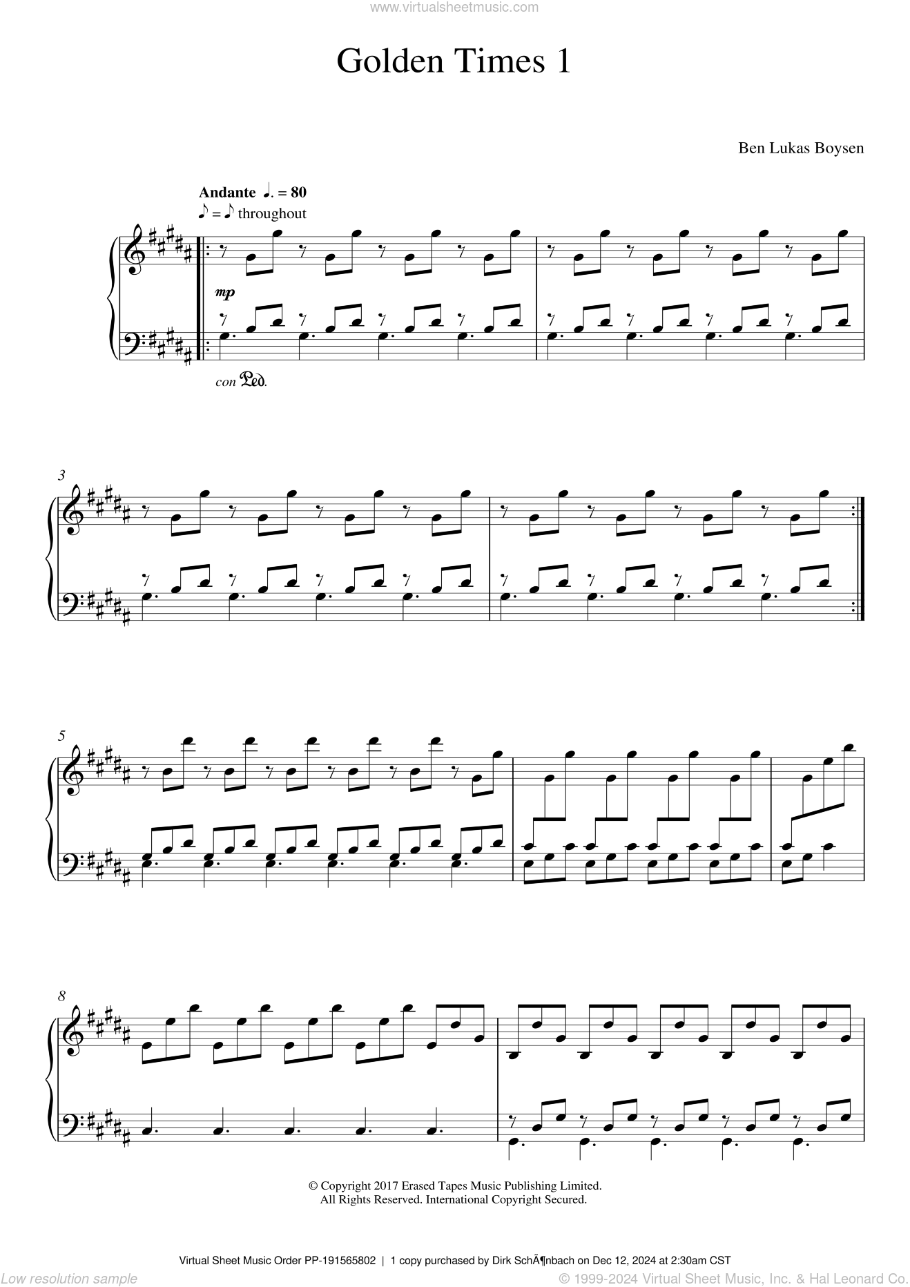 Golden Times 1 sheet music for piano solo (PDF)