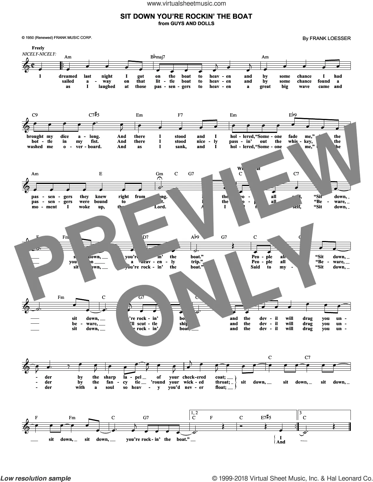 Sit Down You're Rockin' The Boat sheet music (fake book) (PDF)