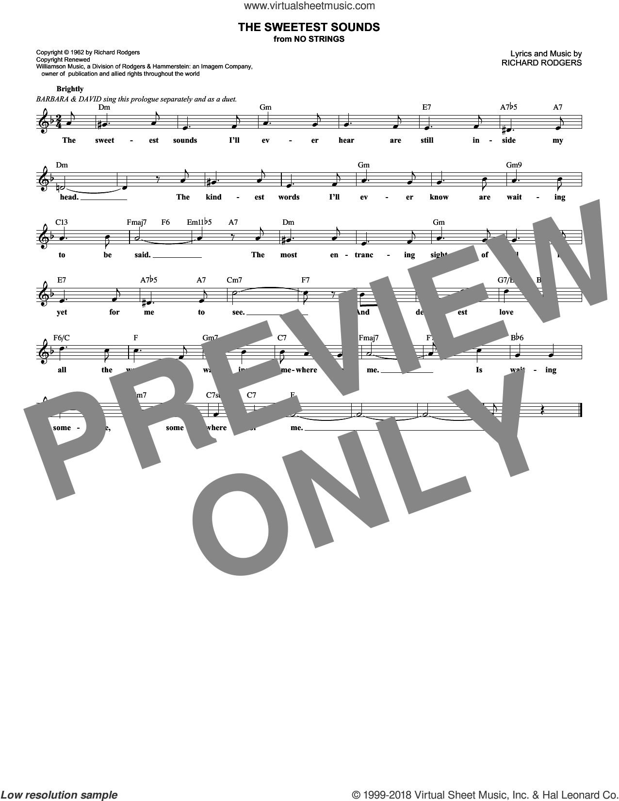 The Sweetest Sounds sheet music (fake book) (PDF-interactive)