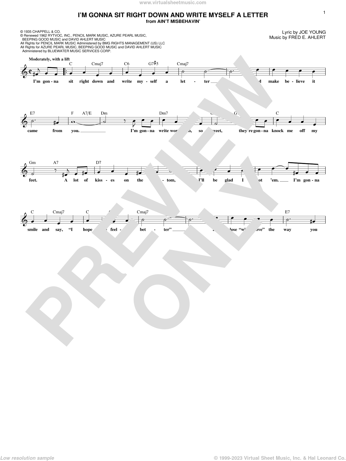 I'm Gonna Sit Right Down And Write Myself A Letter sheet music (fake book)