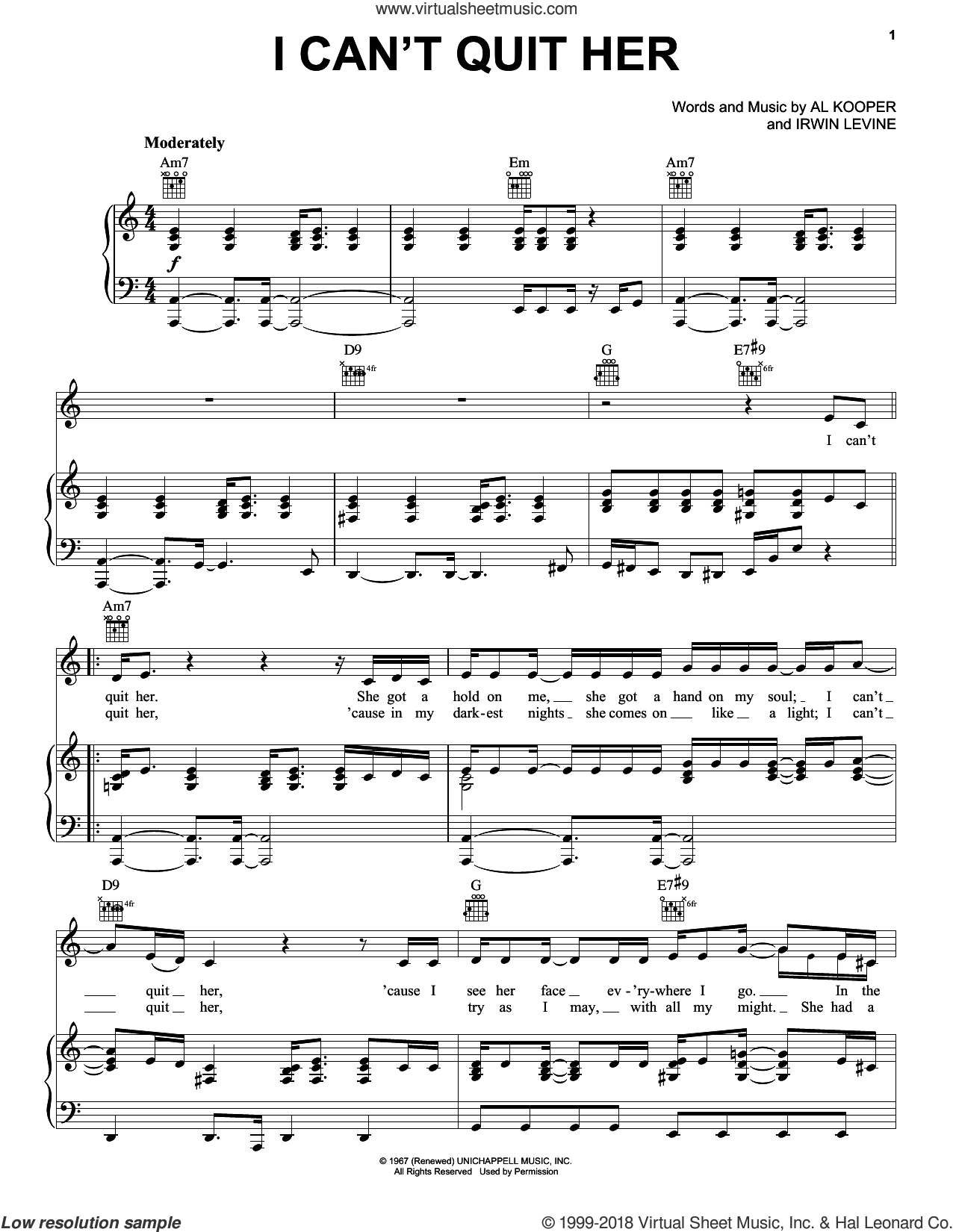 I Can't Quit Her sheet music for voice, piano or guitar (PDF)