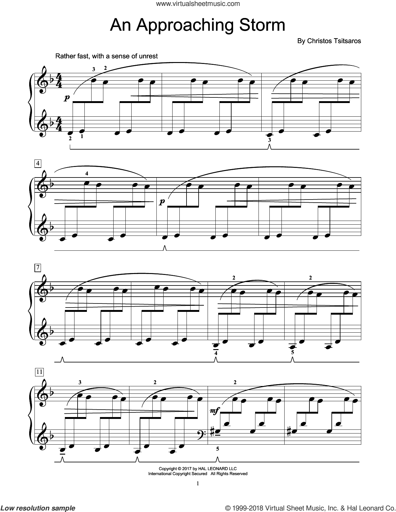 An Approaching Storm sheet music for piano solo (elementary)