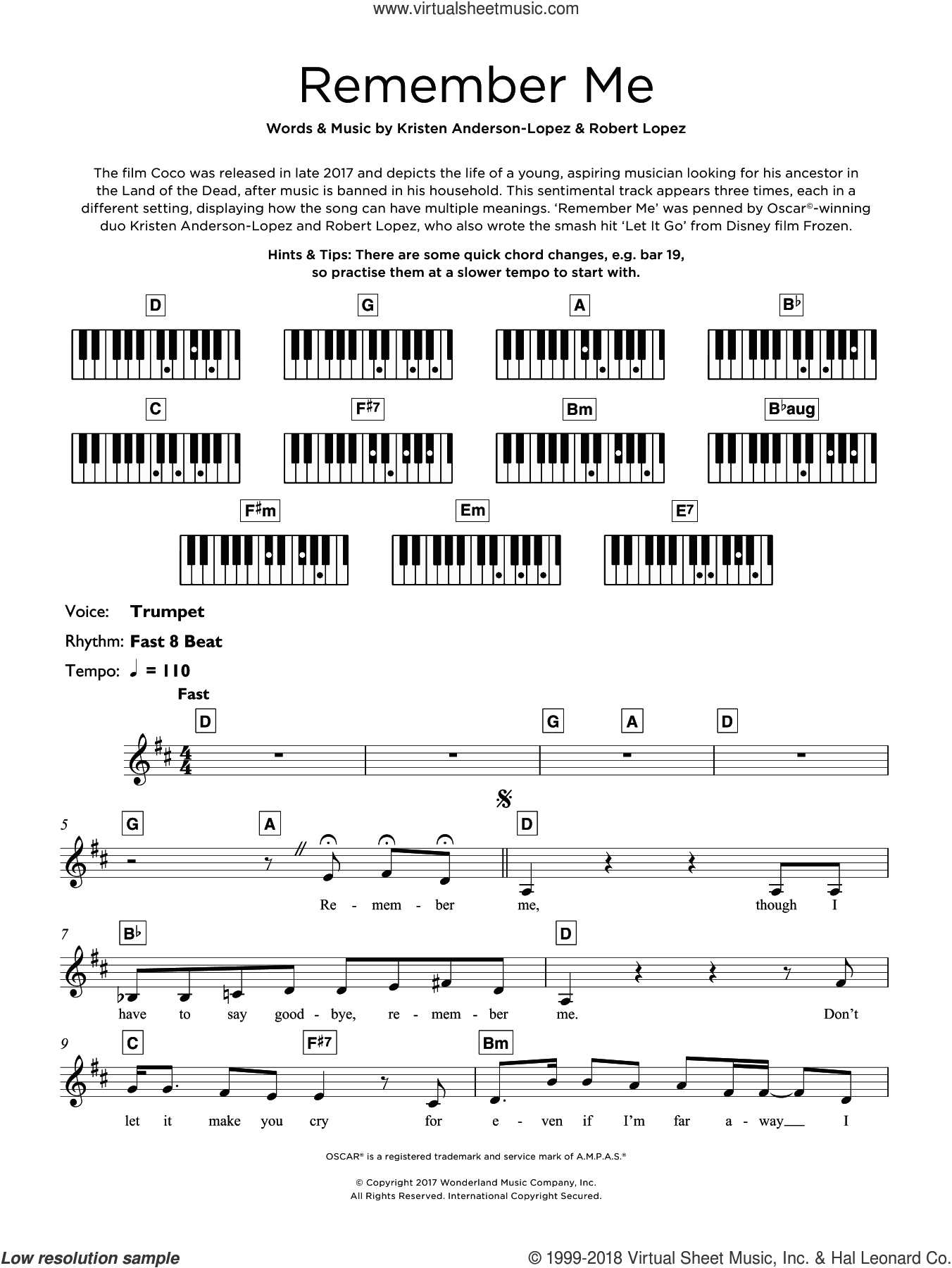 Lopez - Remember Me (Ernesto de la Cruz) (from Coco) sheet music ...