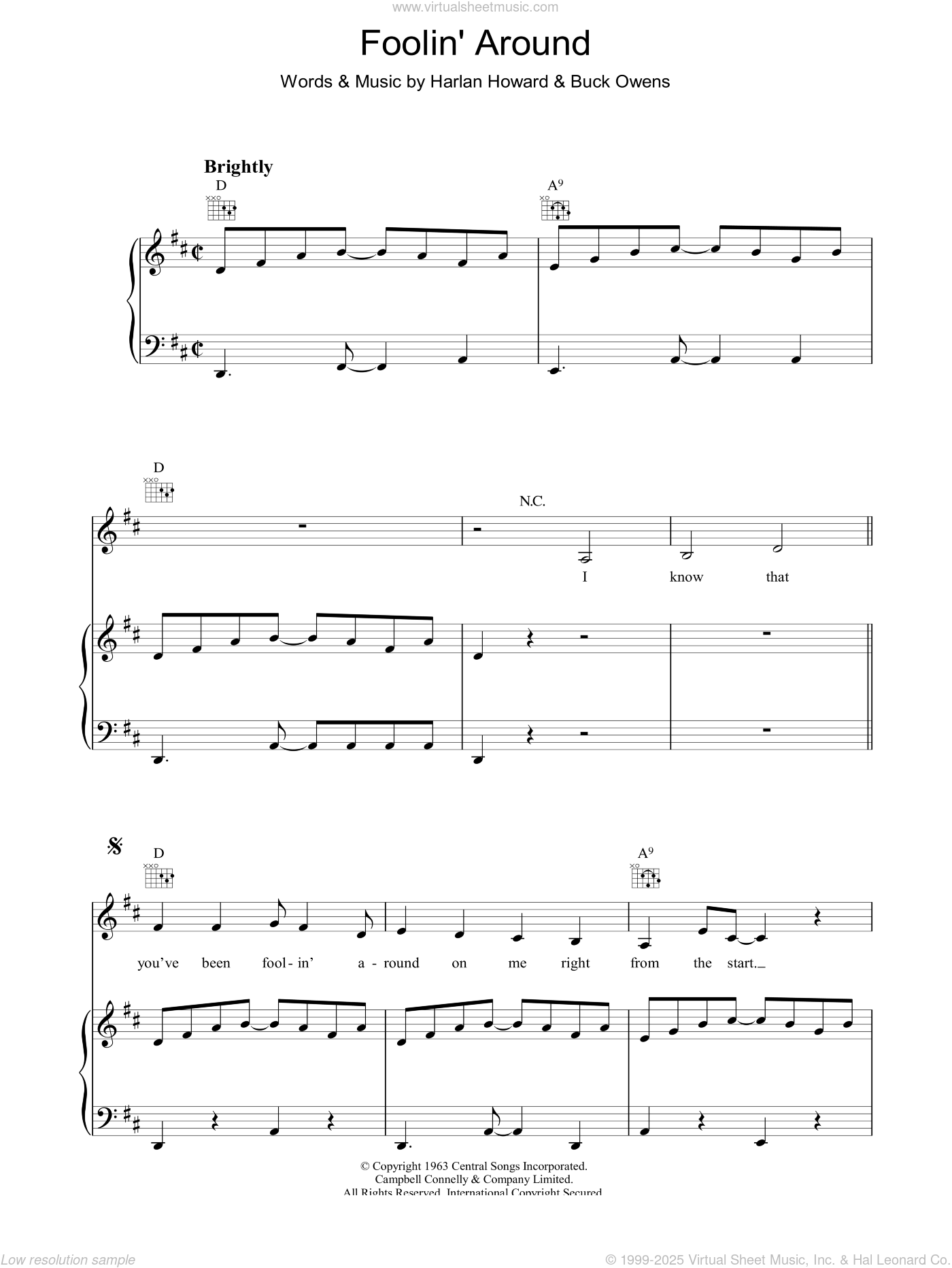 Foolin' Around sheet music for voice, piano or guitar (PDF)