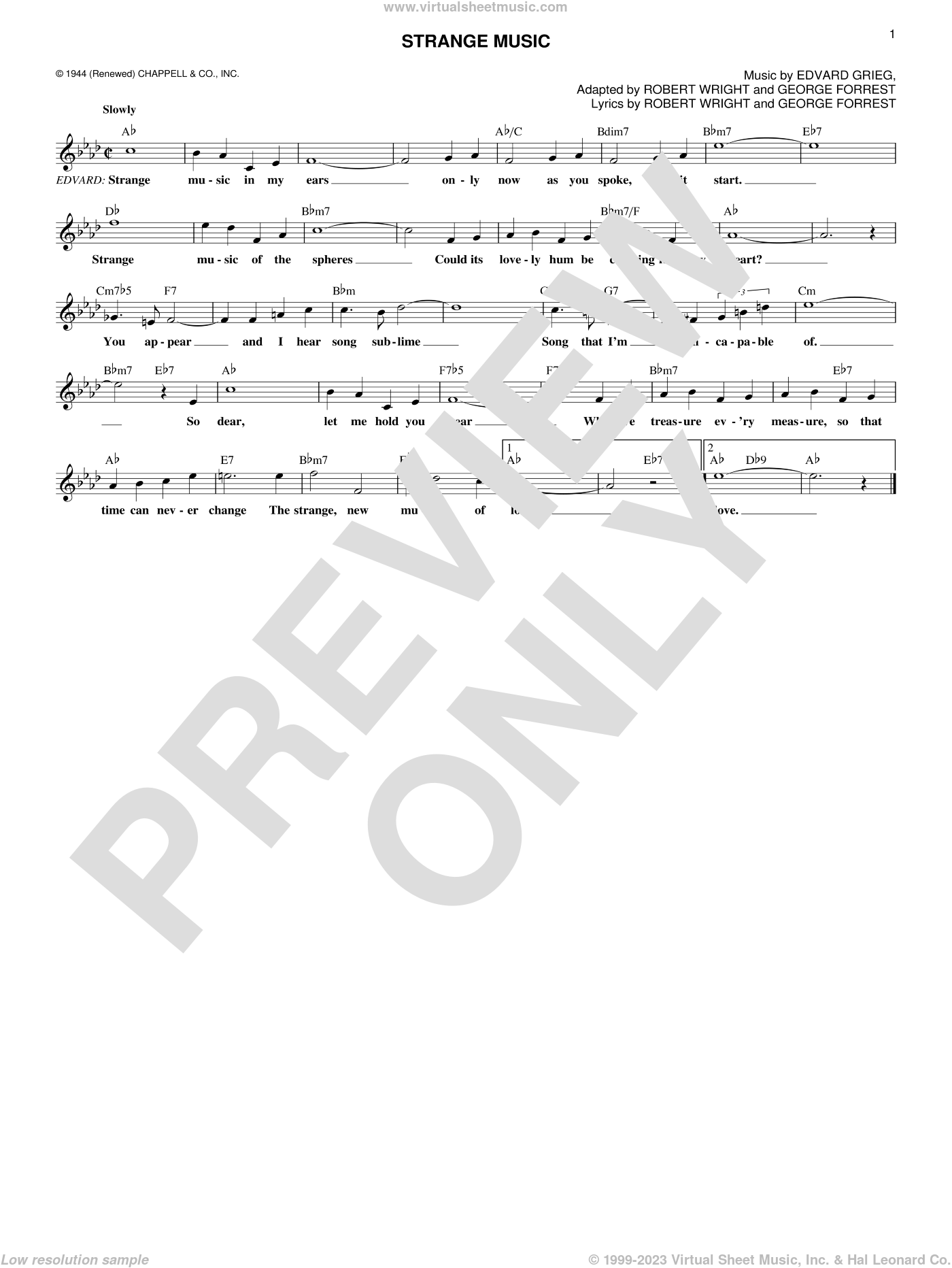 Strange Music sheet music (fake book) (PDF-interactive)
