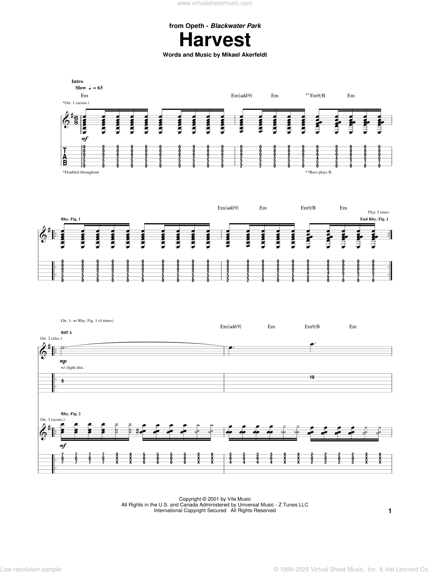 Harvest sheet music for guitar (tablature) (PDF)