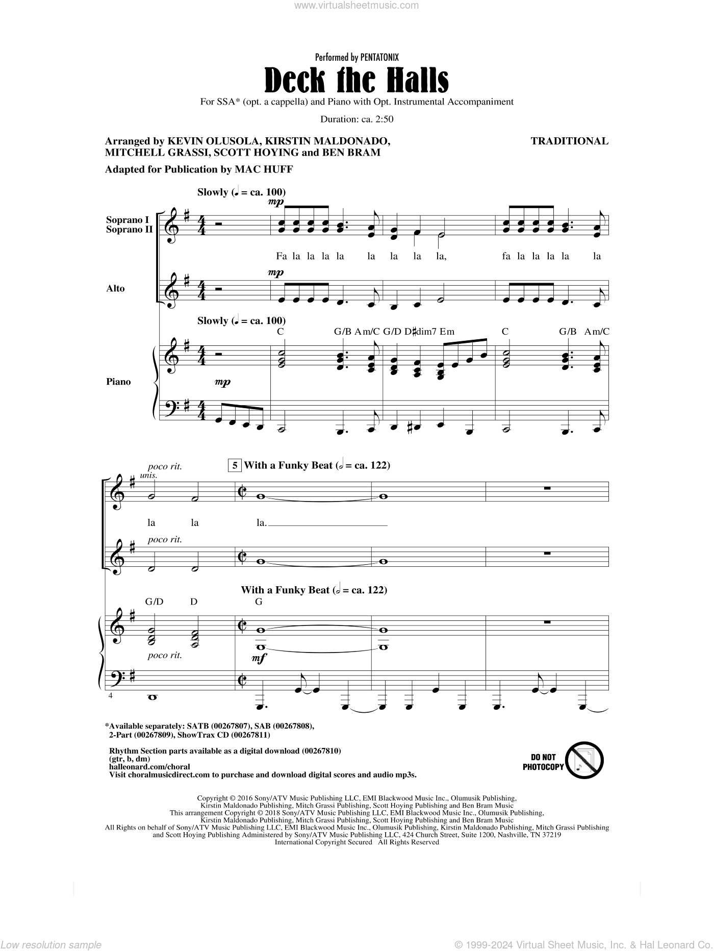 Deck The Halls (arr. Mac Huff) sheet music for choir (SSA: soprano, alto)