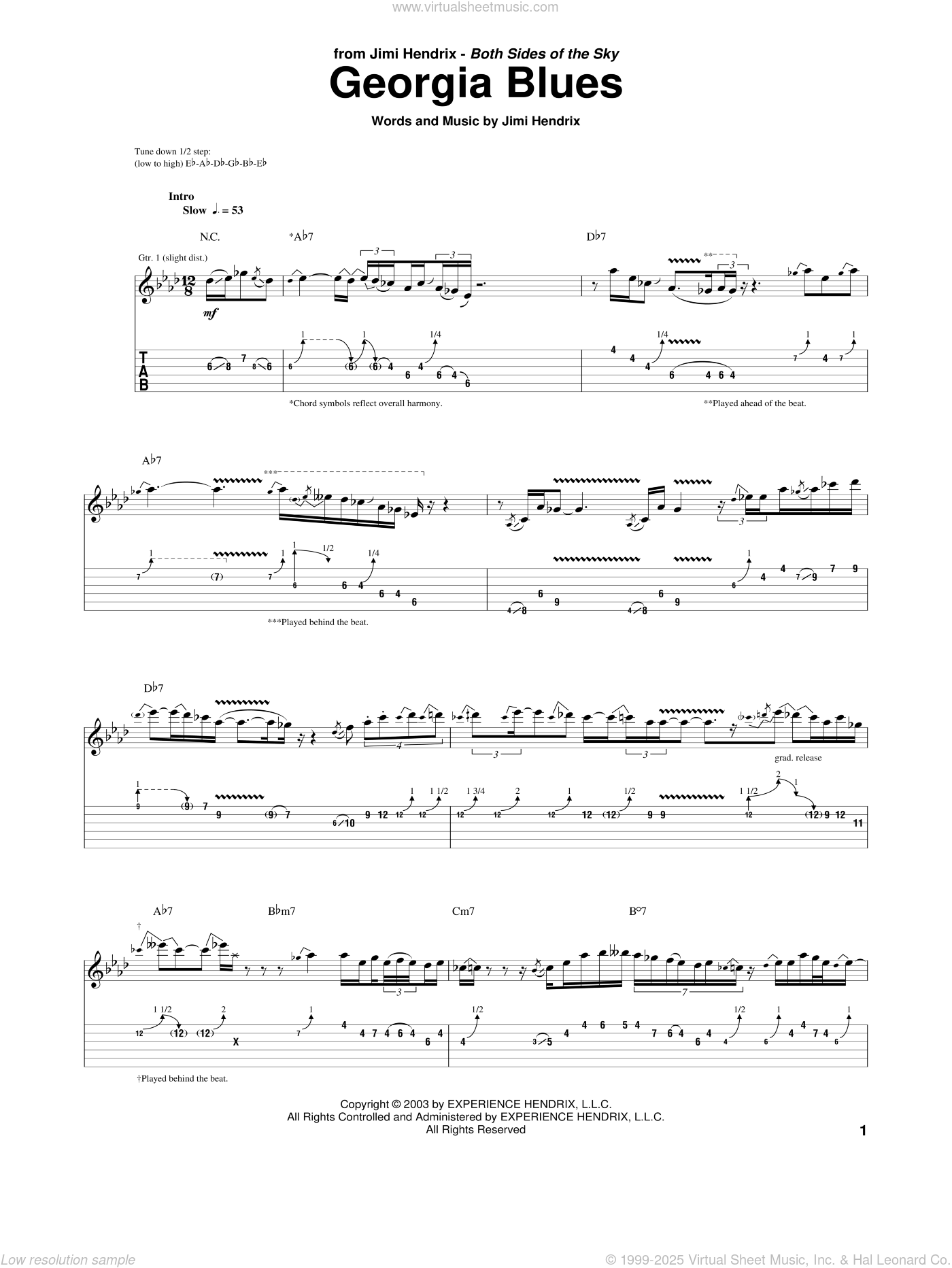 Georgia Blues sheet music for guitar (tablature) (PDF)