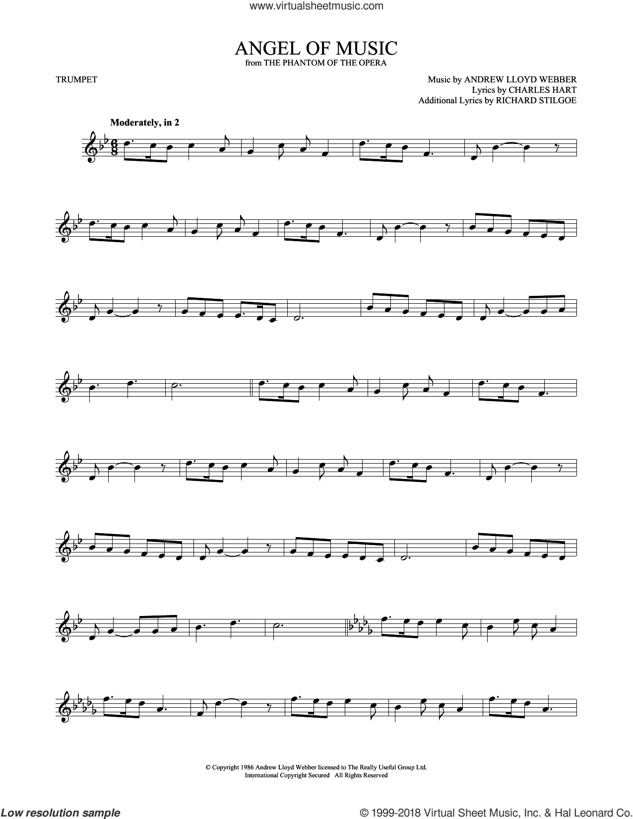 Angel Of Music (from The Phantom Of The Opera) sheet music for trumpet solo