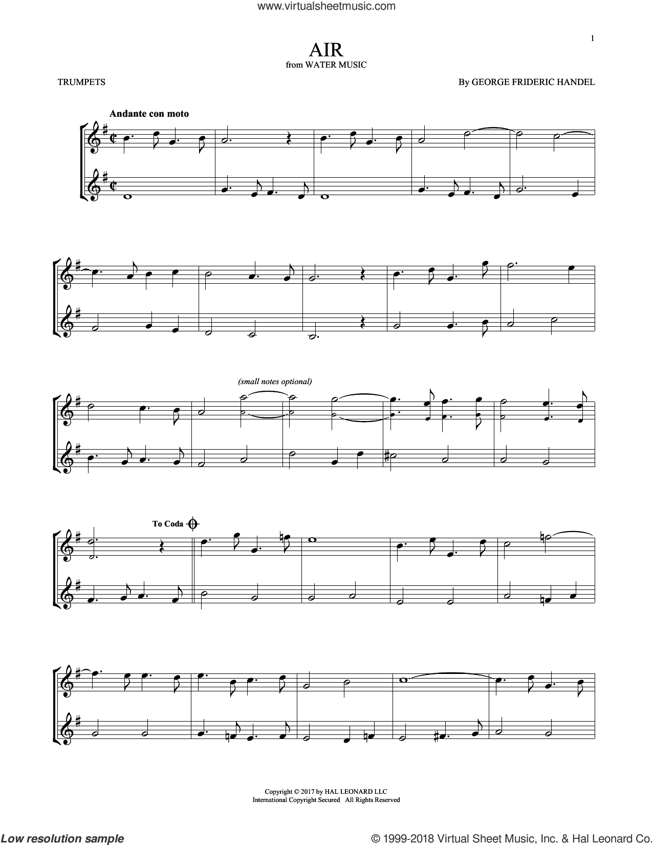 Air sheet music for two trumpets (duet, duets) (PDF-interactive)