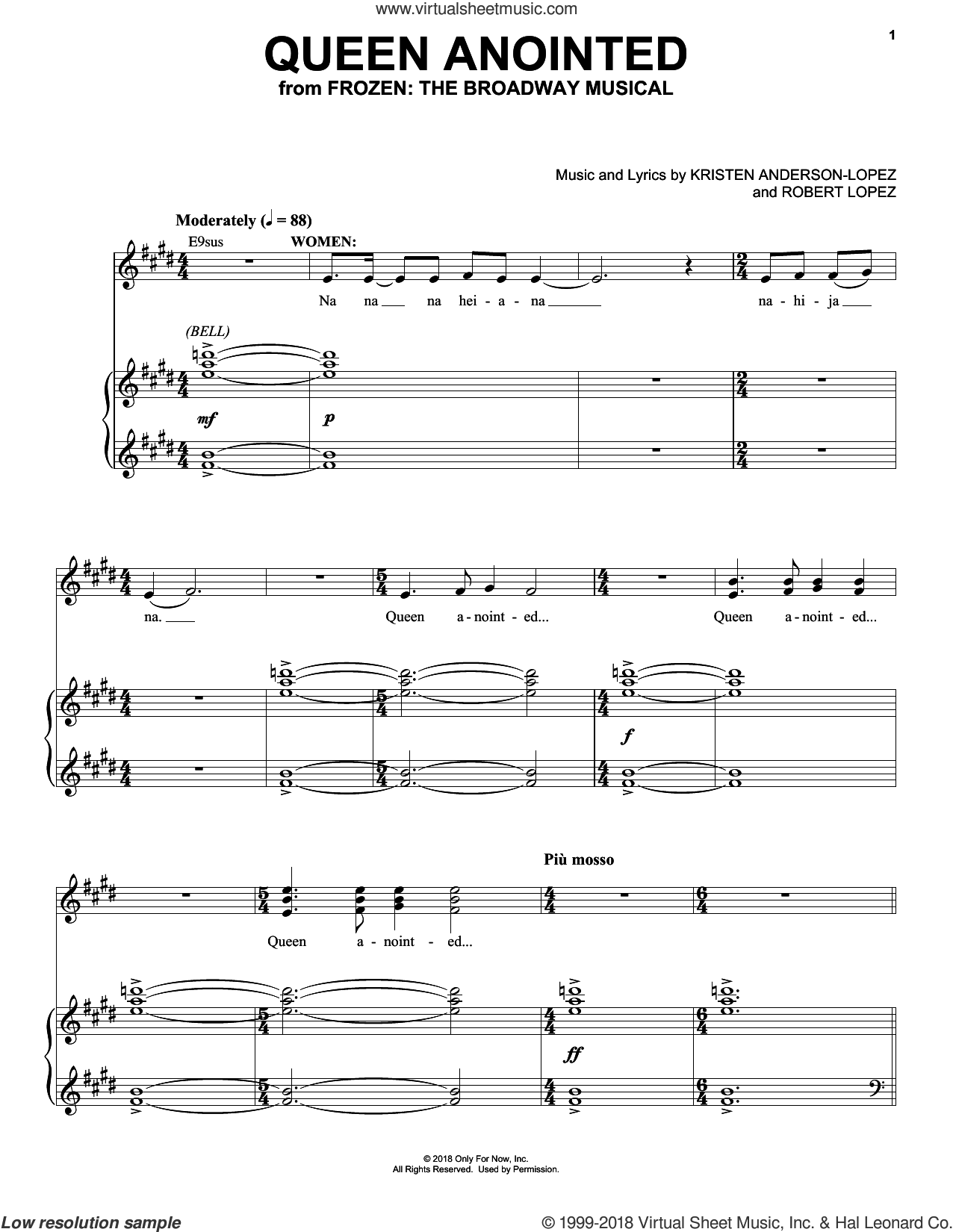 Queen Anointed sheet music for voice and piano (PDF-interactive)