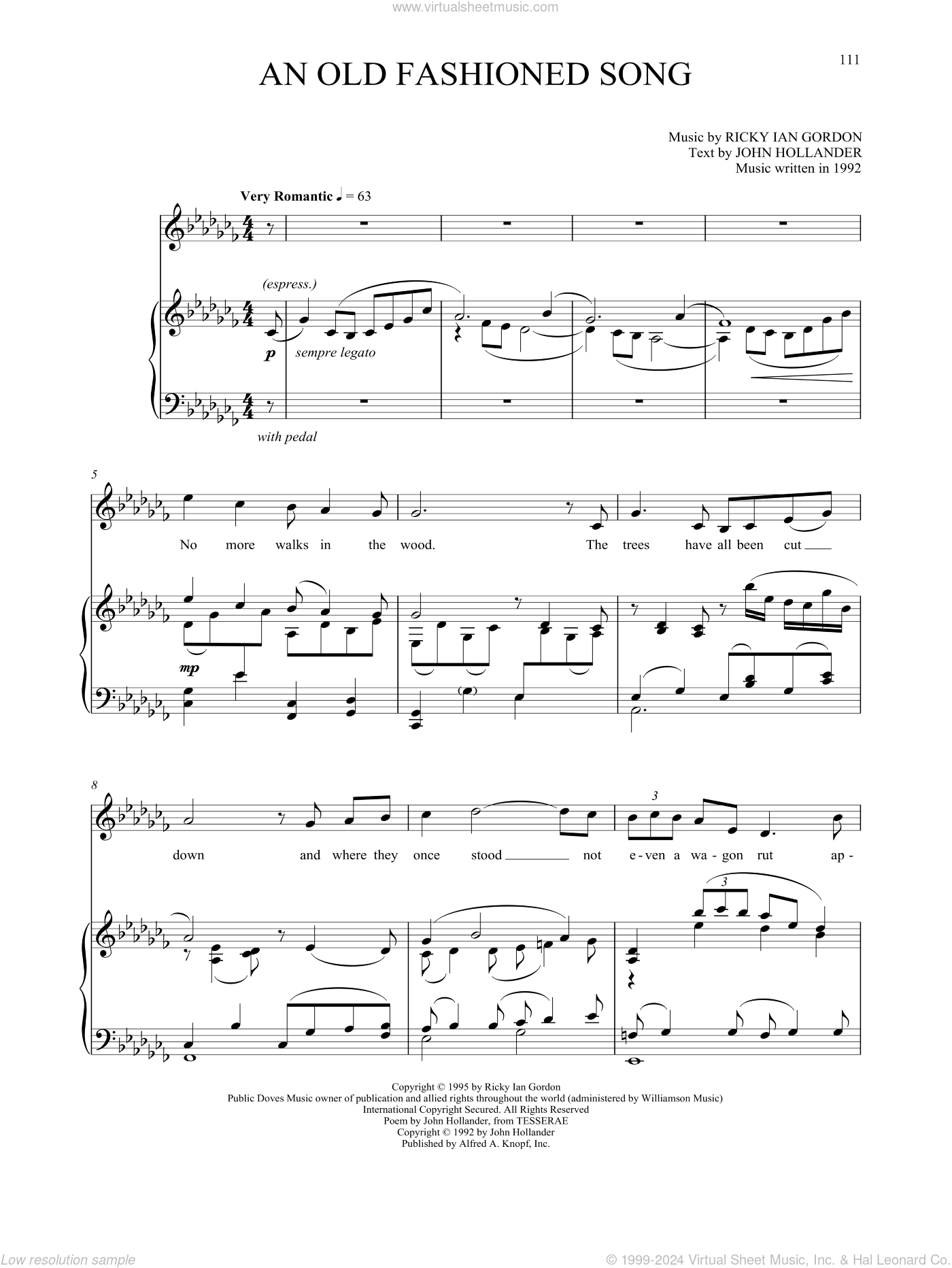 An Old Fashioned Song sheet music for voice and piano (PDF)