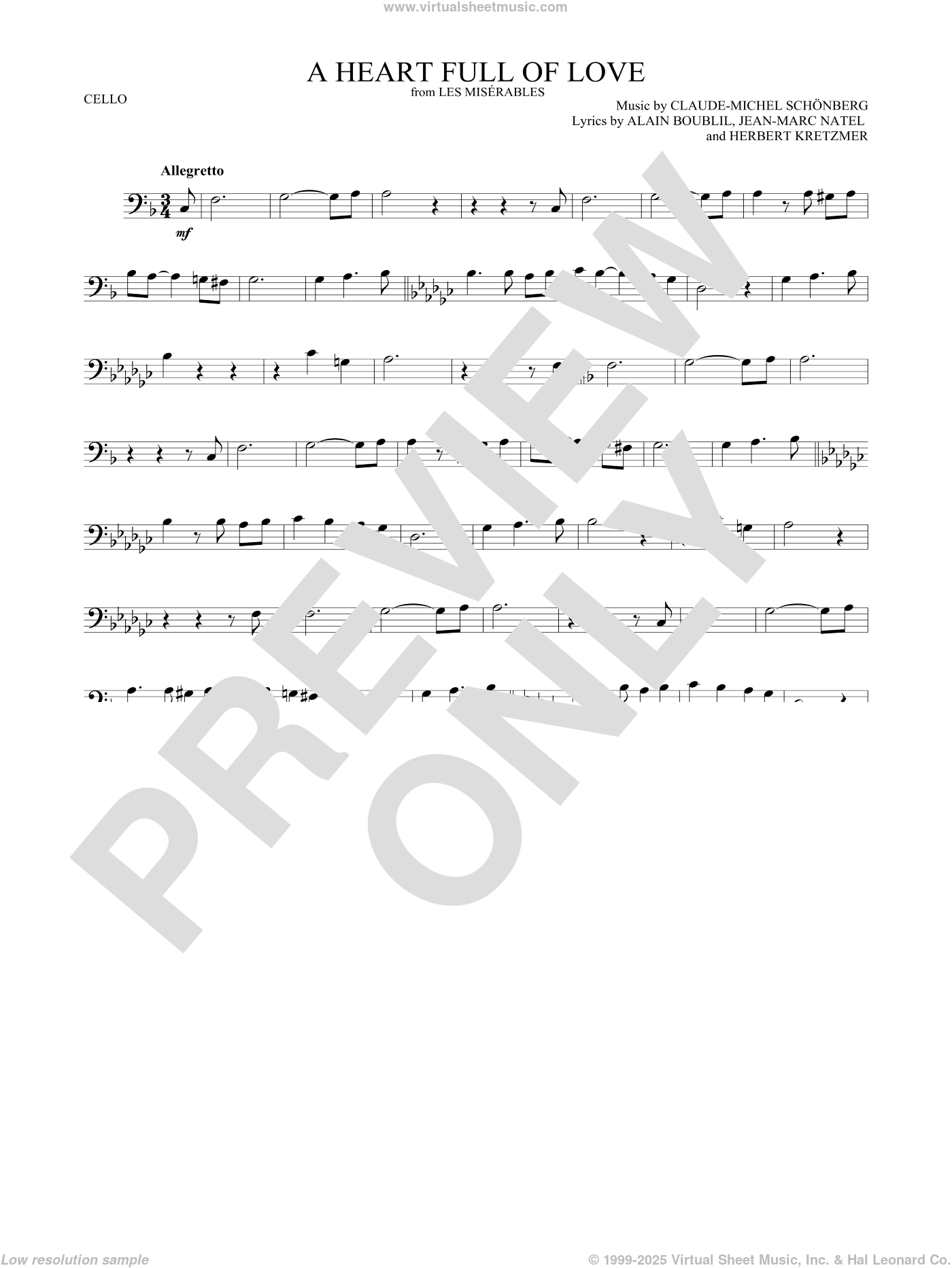 A Heart Full Of Love sheet music for cello solo (PDF-interactive)