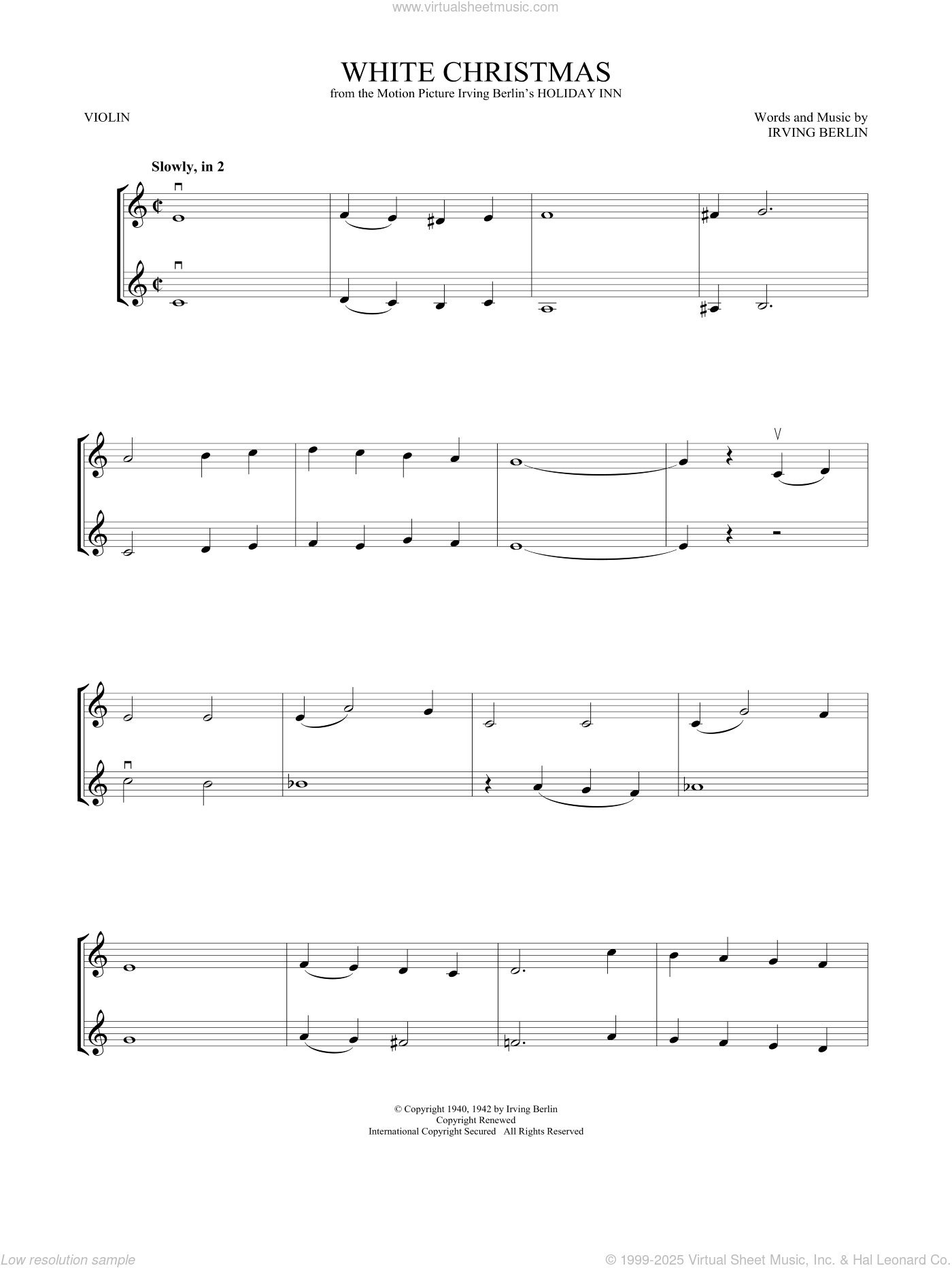 White Christmas Sheet Music For Two Violins Duets Violin Duets