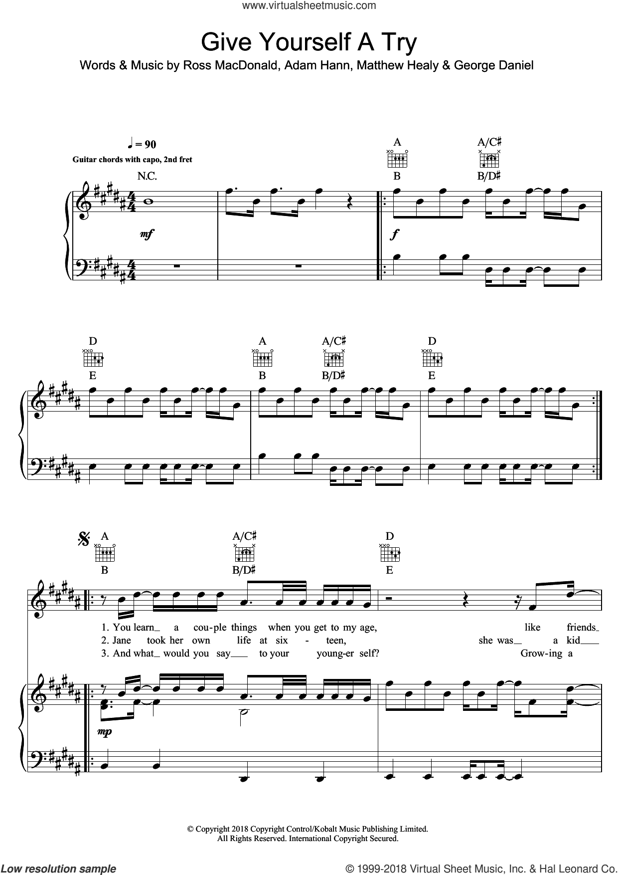 Give Yourself A Try sheet music for voice, piano or guitar (PDF)