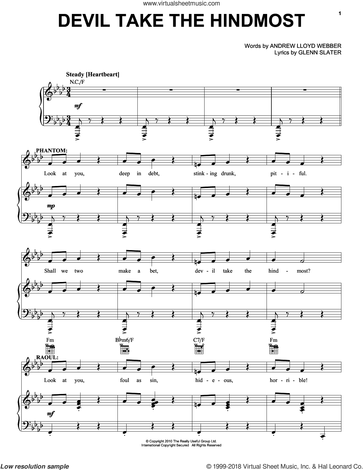 Devil Take The Hindmost sheet music for voice, piano or guitar