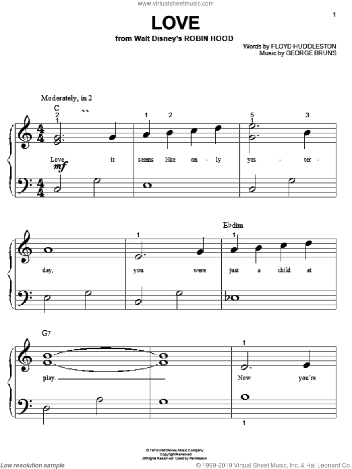 Love sheet music for piano solo (big note book) (PDF-interactive)