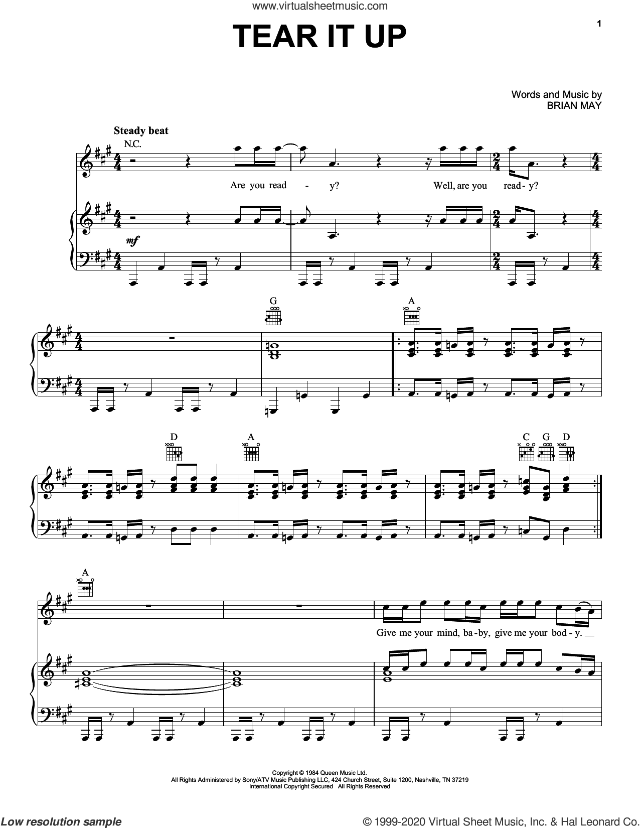 Tear It Up sheet music for voice, piano or guitar (PDF)