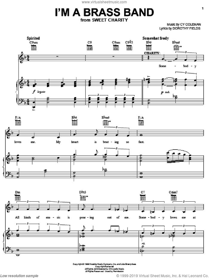 I'm A Brass Band sheet music for voice, piano or guitar (PDF)