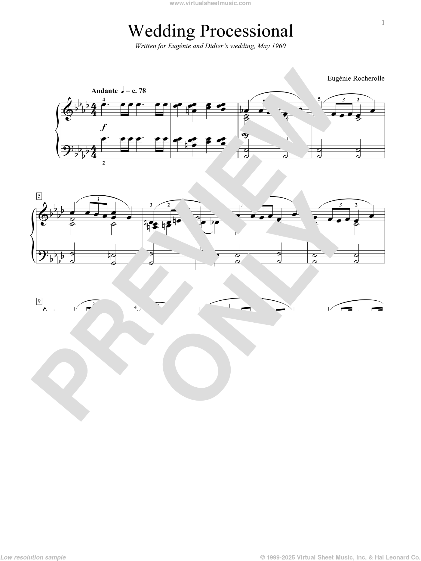 Wedding Processional sheet music for piano solo (PDF-interactive)