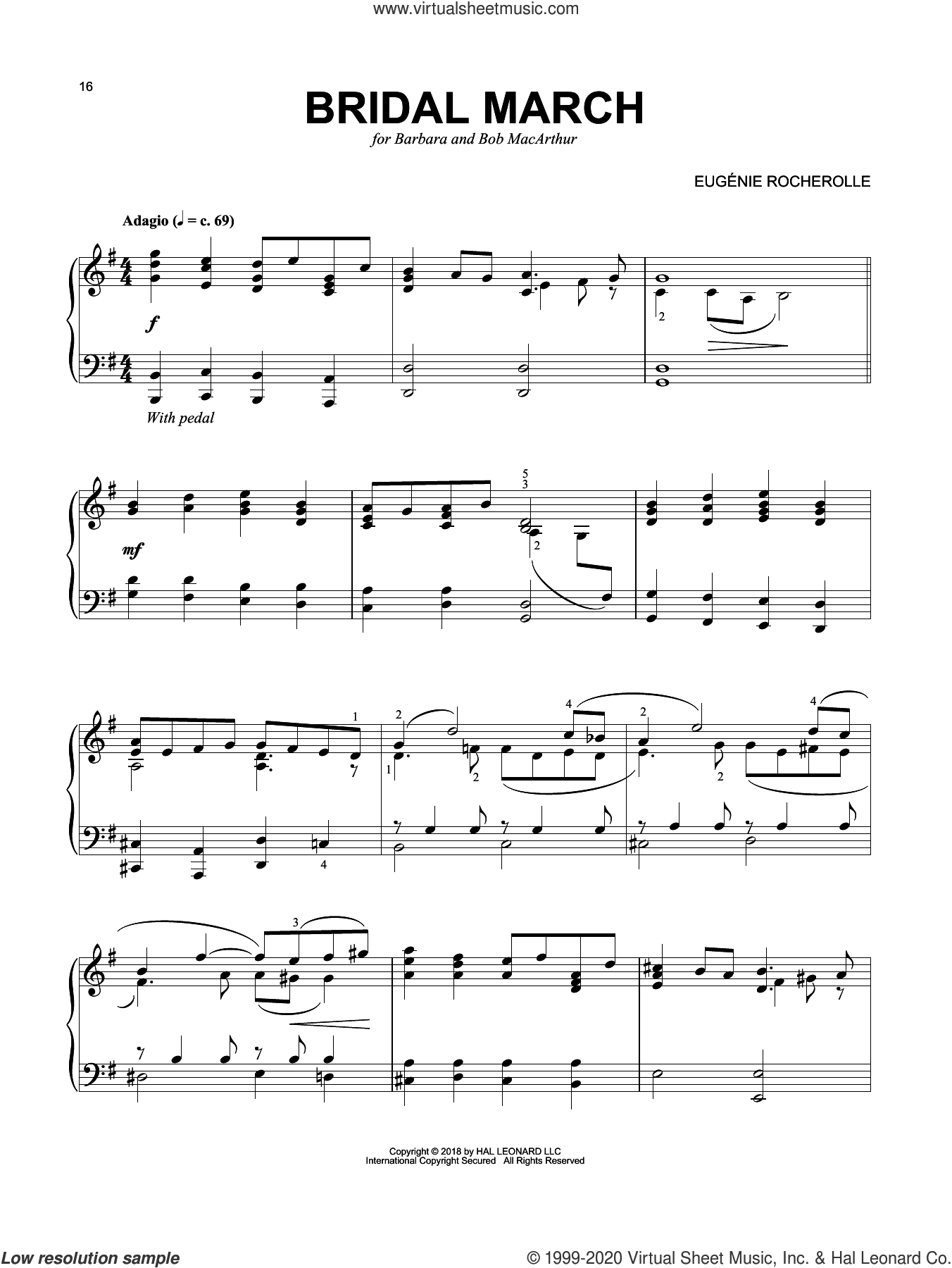 Bridal March sheet music for piano solo (PDF-interactive)