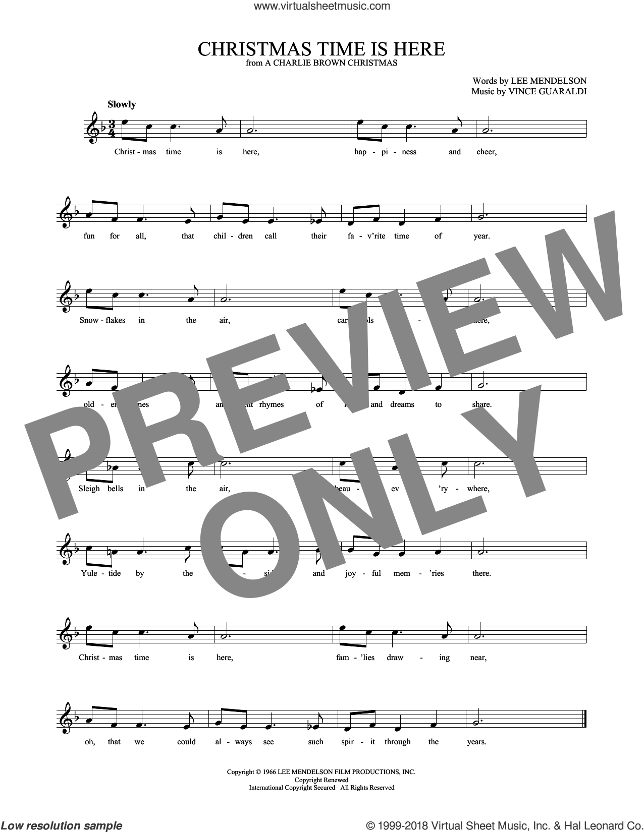 Christmas Time Is Here sheet music for ocarina solo (PDF)