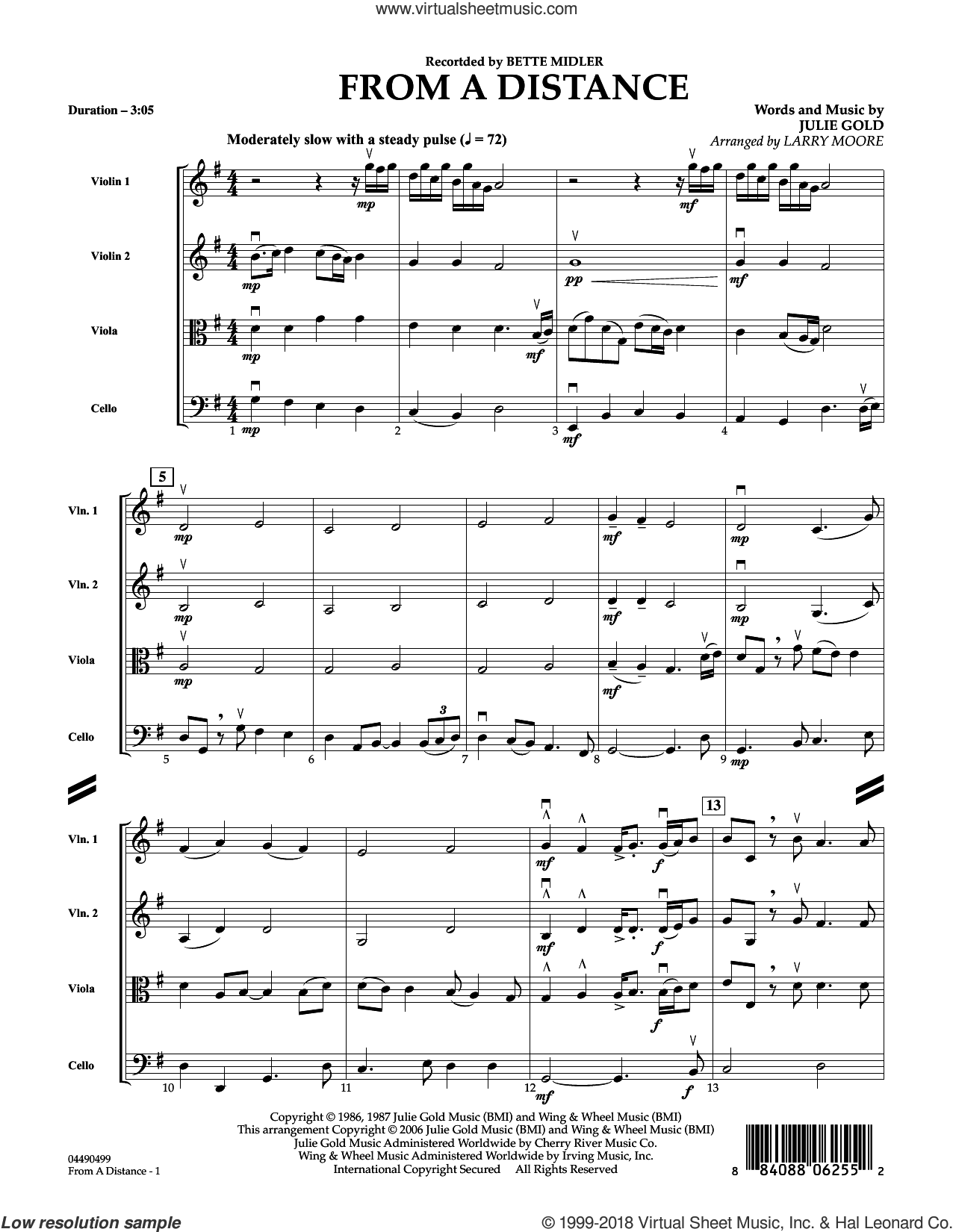 From a Distance (arr. Larry Moore) sheet music (complete collection ...