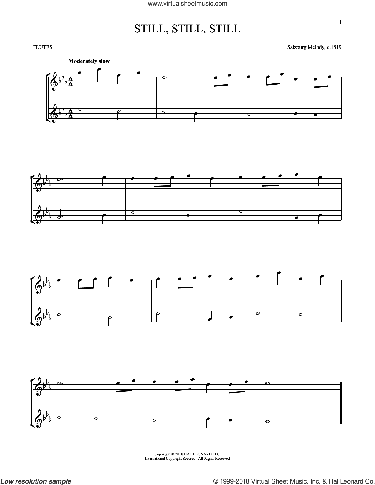 Still, Still, Still sheet music for two flutes (duets) (PDF)
