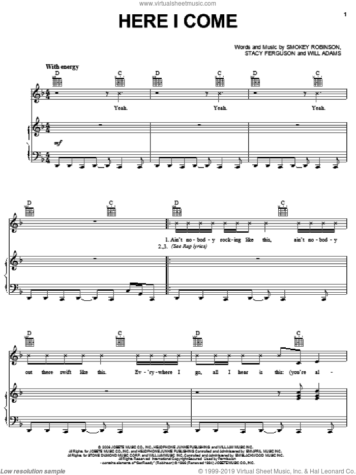 Here I Come sheet music for voice, piano or guitar (PDF)