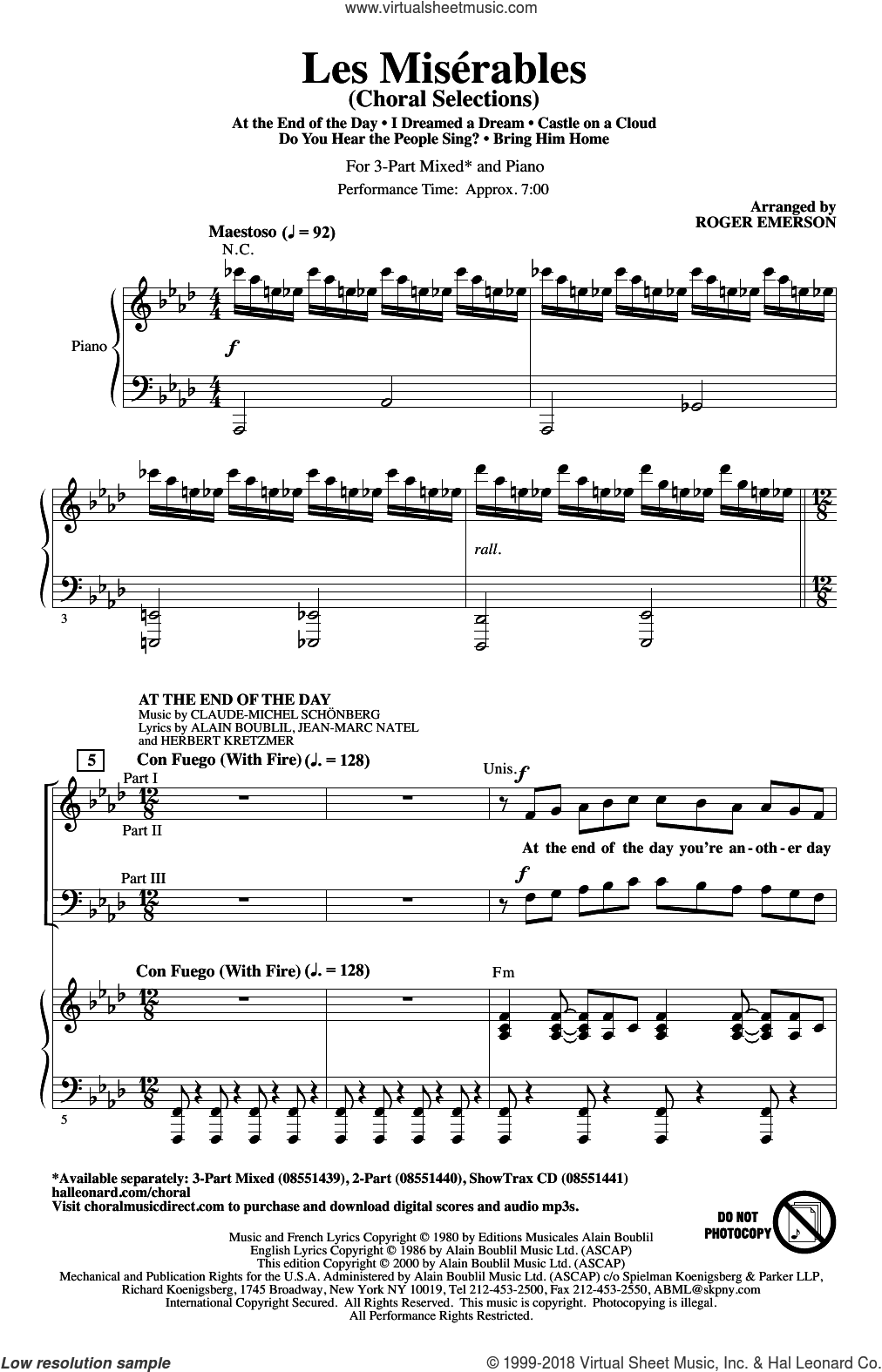 Les Miserables Choral Selections (arr. Roger Emerson) sheet music for ...