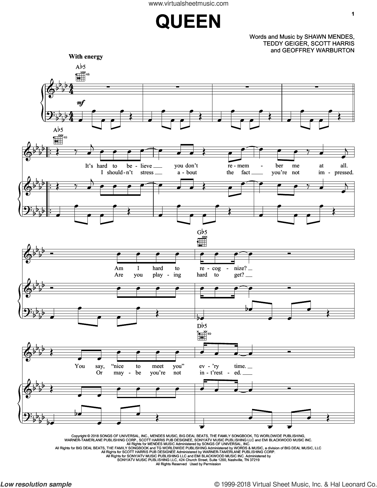Queen sheet music for voice, piano or guitar (PDF-interactive)