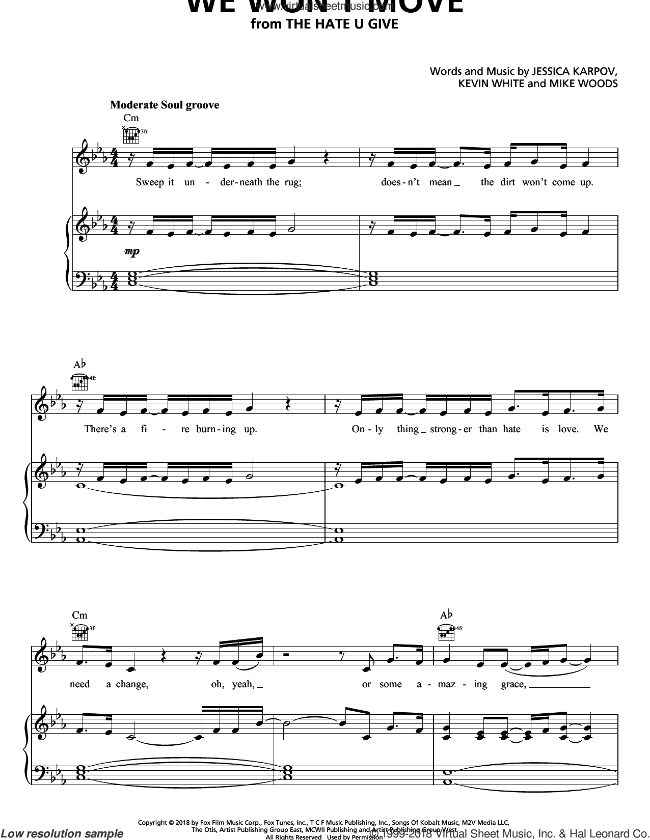 We Won't Move sheet music for voice, piano or guitar (PDF)