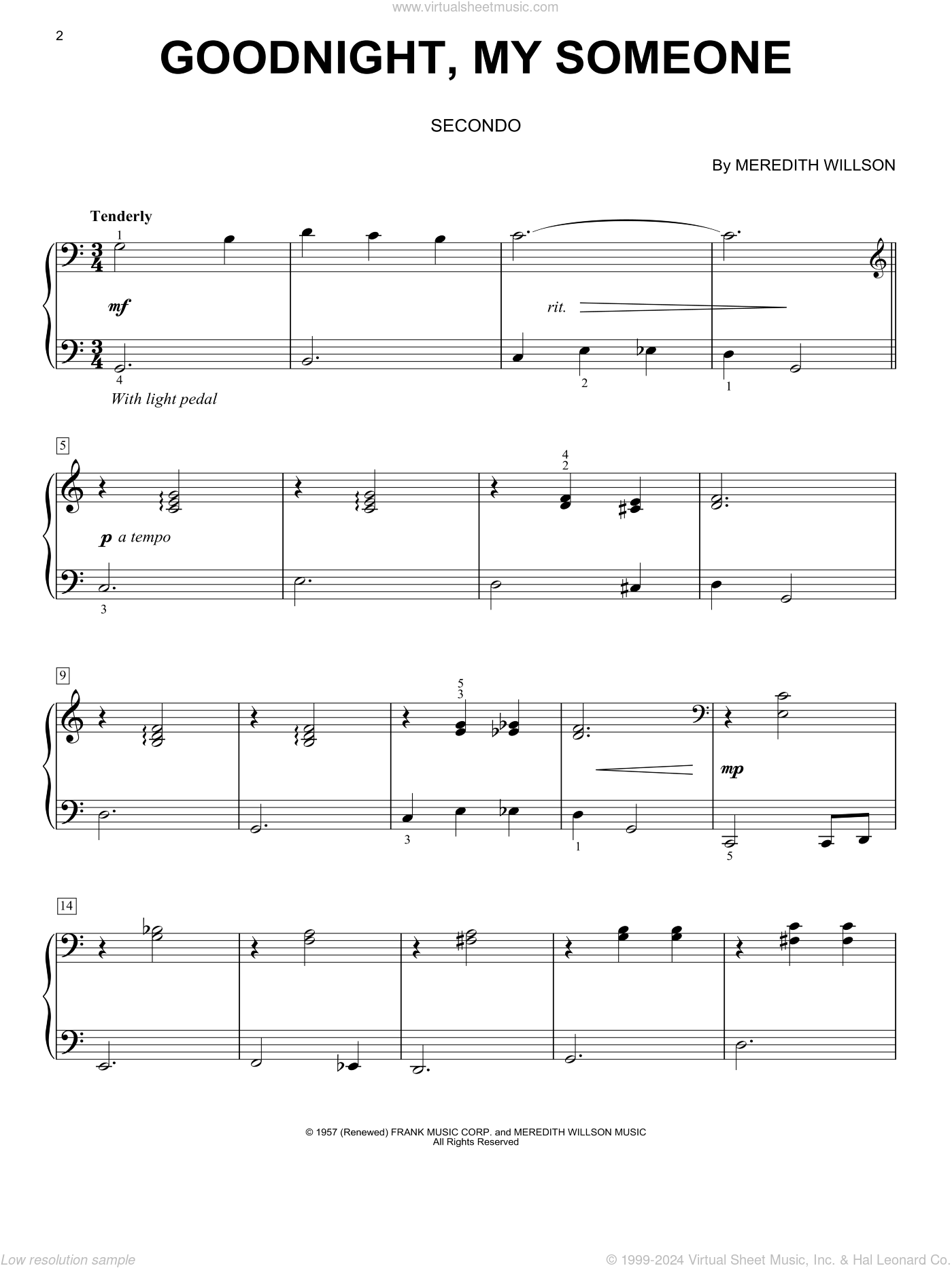 Goodnight, My Someone sheet music for piano four hands (PDF)