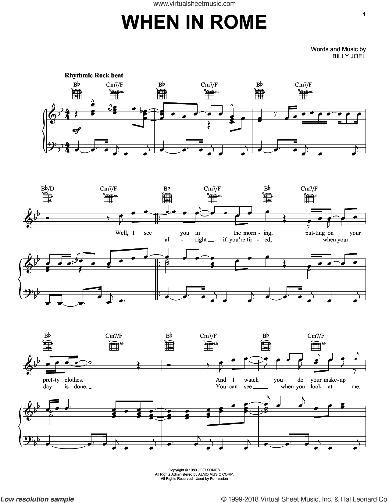 When In Rome sheet music for voice, piano or guitar (PDF)