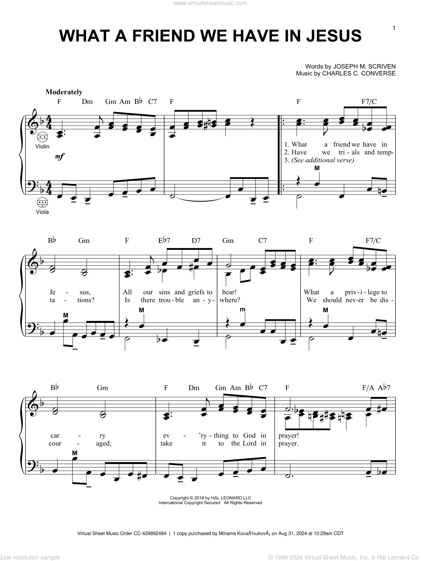 What A Friend We Have In Jesus sheet music for accordion (PDF)